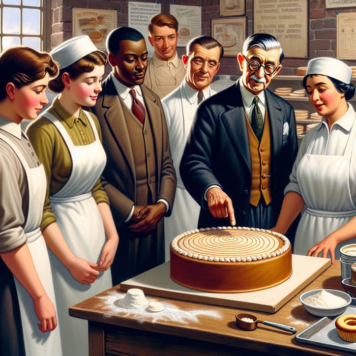 Edward Deming Demonstrating Cake Making Techniques at Bakery | AI Art ...