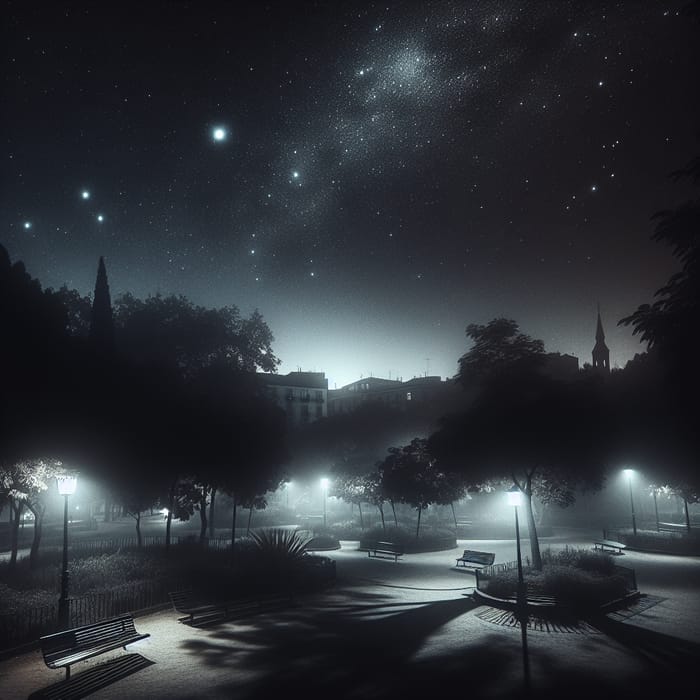 Starlight Serenity in a Dark Night Park | AI Art Generator | Easy-Peasy.AI