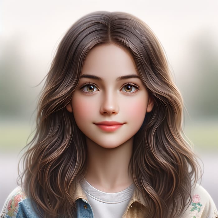 Adorable Teenage Girl with Brunette Long Hair | Trendy Style | AI Art ...