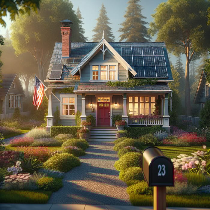 Idyllic Traditional House with Solar Panels & Flower Garden | AI Art ...