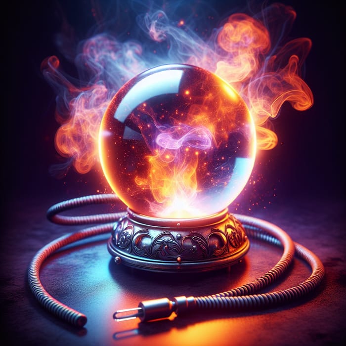 Magic Prediction Ball with Electric Cable and Orange Smoke | AI Art ...