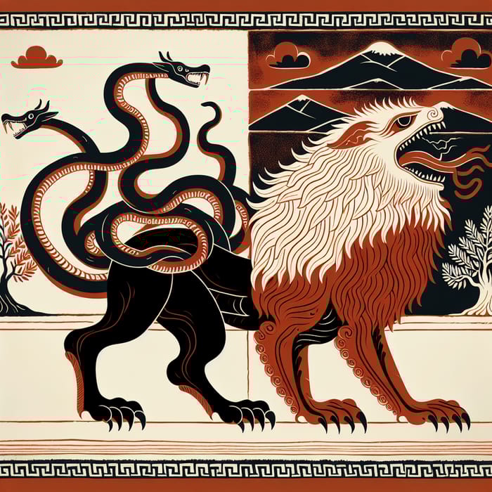 Greek Mythology - Lion-Goat-Serpent Hybrid Depiction | AI Art Generator ...