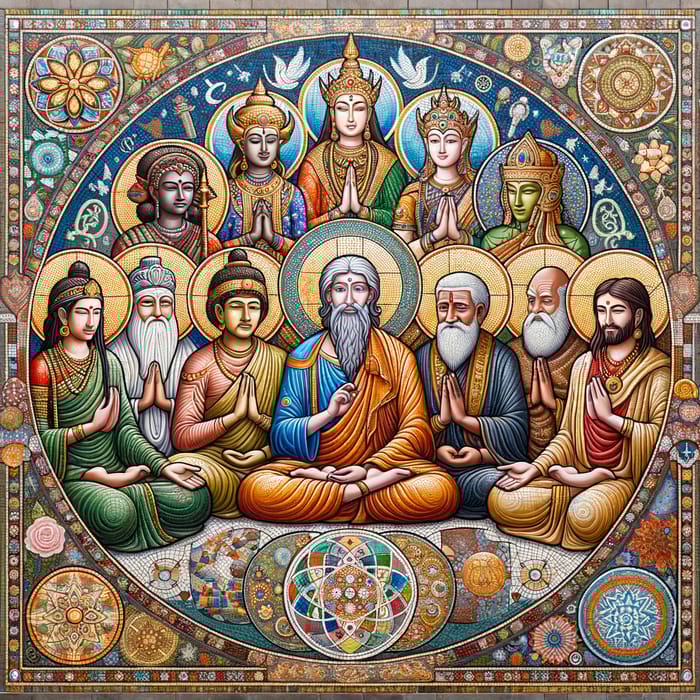 Religious Deities Mosaic - Interfaith Harmony | AI Art Generator | Easy ...