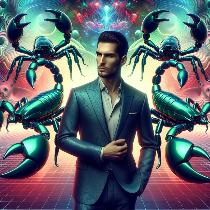 Futuristic 5D Scorpion Robots in Techo Background | AI Art Generator ...