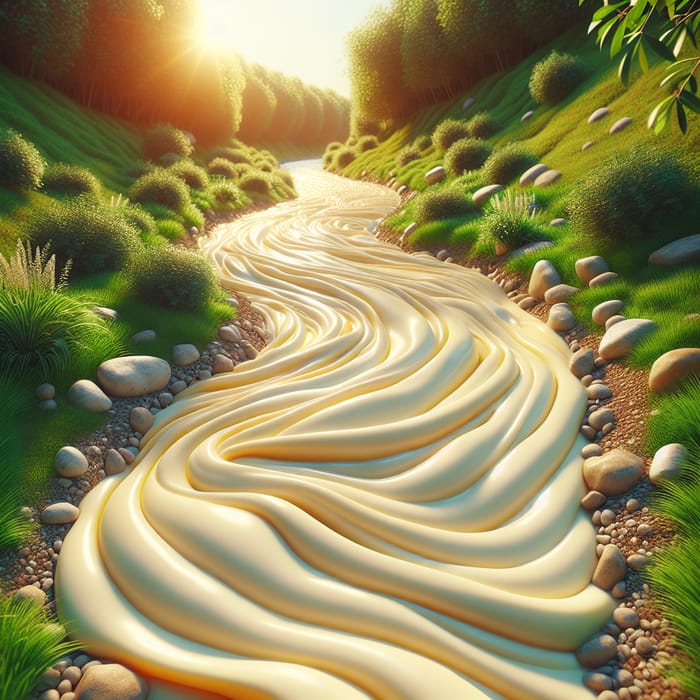 Realistic Mozzarella River for Stunning Visuals | AI Art Generator | Easy-Peasy.AI