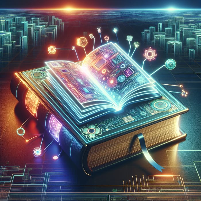 Futuristic Computer Science Book: Neon & Holograms | AI Art Generator ...