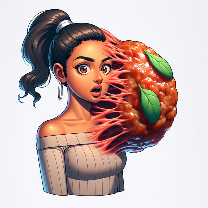 Woman Fused with a Meatball: A Surreal Transition | AI Art Generator ...