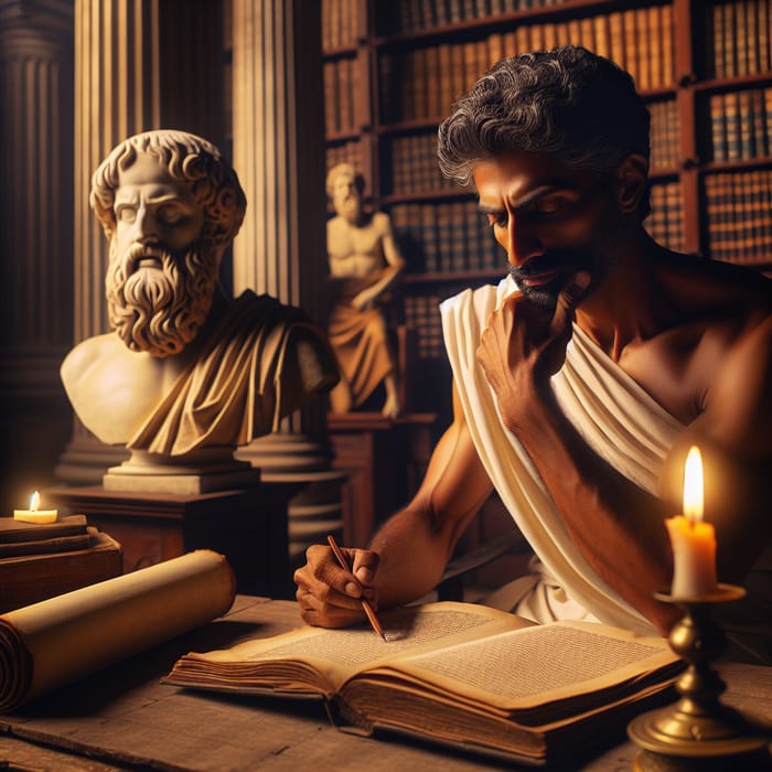 Greek Philosopher in Traditional Setting | AI Art Generator | Easy-Peasy.AI