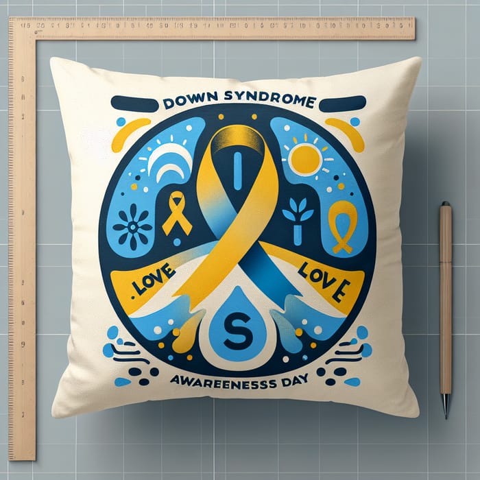 Down Syndrome Awareness Cushion Design | Blue & Yellow Theme | AI Art ...