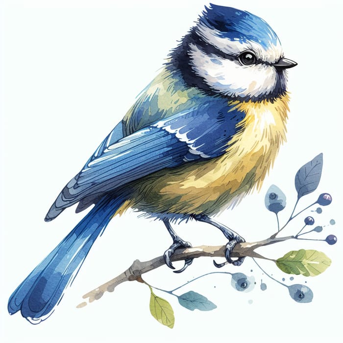 Beautiful Blue Tit Bird Watercolor Illustration | AI Art Generator ...