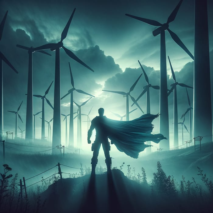 Wind Turbine Hero: A Sustainable Energy Icon | AI Art Generator | Easy ...
