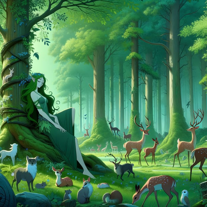 Tranquil Forest Spirit in Enchanted Greenery | Mythical Creatures ...