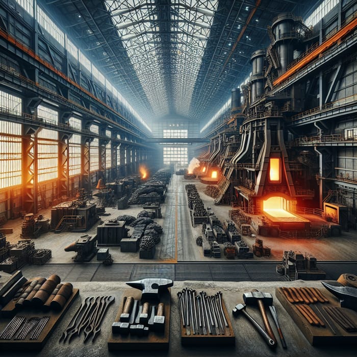 Industrial Foundry Hangar: Steel & Heat | AI Art Generator | Easy-Peasy.AI