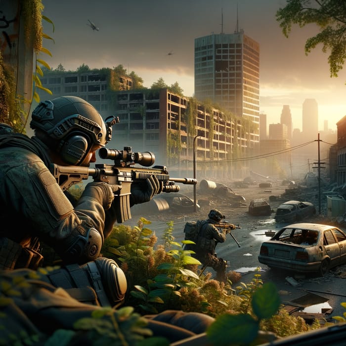 Intense First-Person Shooter | Tactical Gear Soldier in Urban Conflict ...