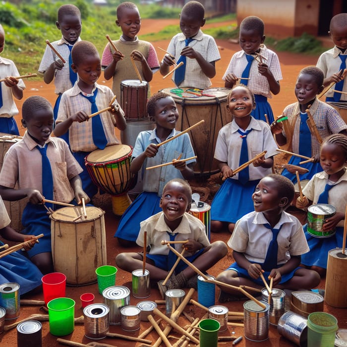 Joyful African Kids with DIY Musical Instruments | AI Art Generator ...