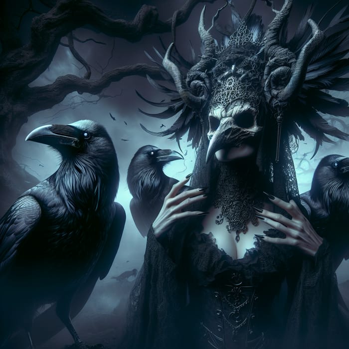 Sinister Crows - Lady of Shadows in the Dark Realm | AI Art Generator ...