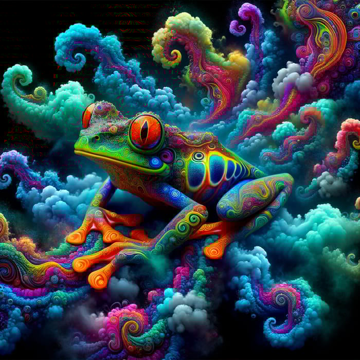 Trippy Frog Smoking Weed: Psychedelic Neon Colors & Smoke | AI Art ...