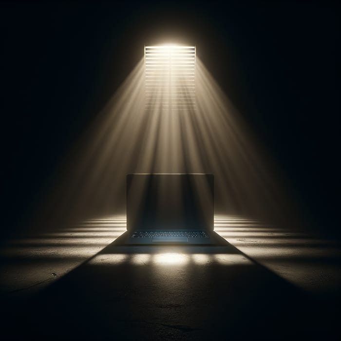 Dark Room Laptop: Illuminate the Shadows | AI Art Generator | Easy-Peasy.AI