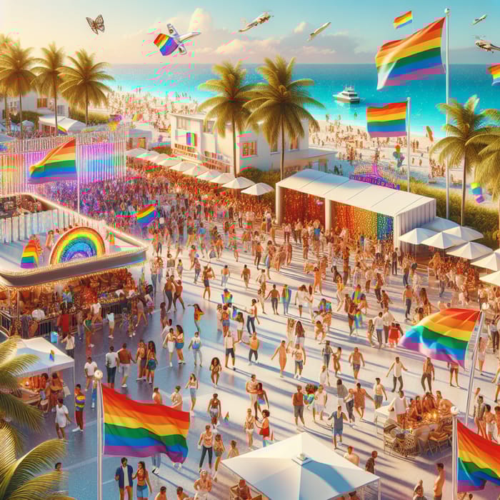 Vibrant Miami Beach Pride Scene | AI Art Generator | Easy-Peasy.AI