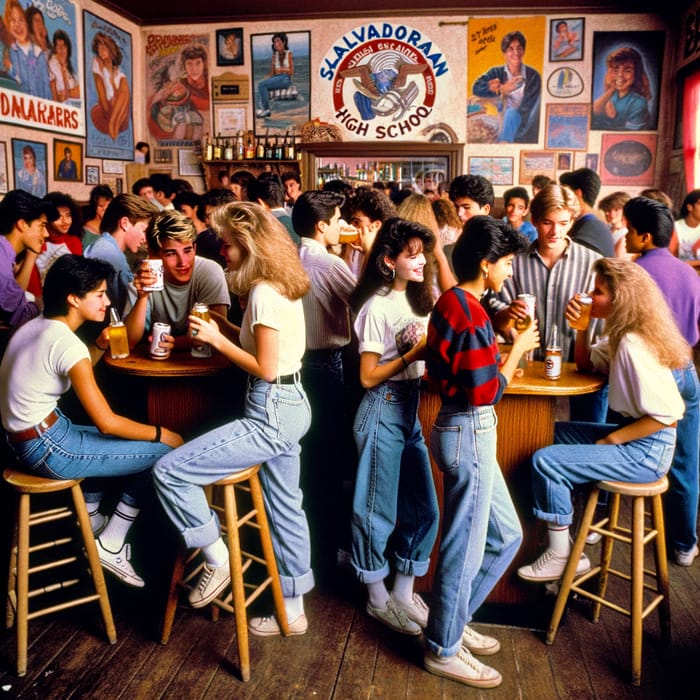 Lively Scene at Salvadoran High School Bar in the 90s | AI Art ...