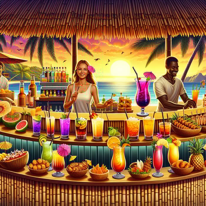 Tropical Drinks and Snack Bar Paradise | AI Art Generator | Easy-Peasy.AI