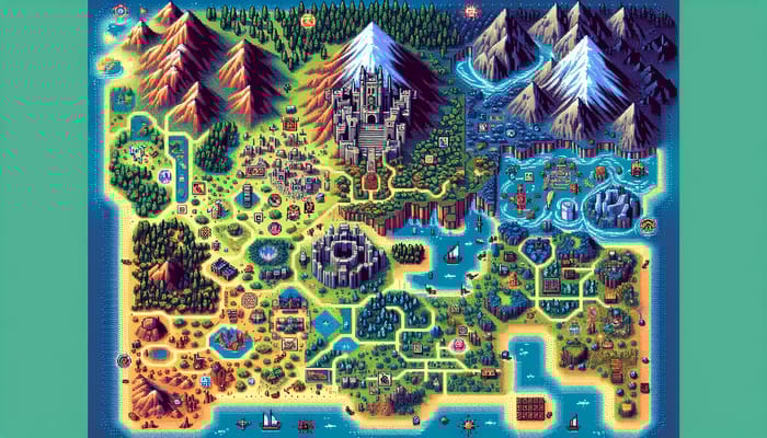 Epic Pixel Art Map for Adventurers | AI Art Generator | Easy-Peasy.AI
