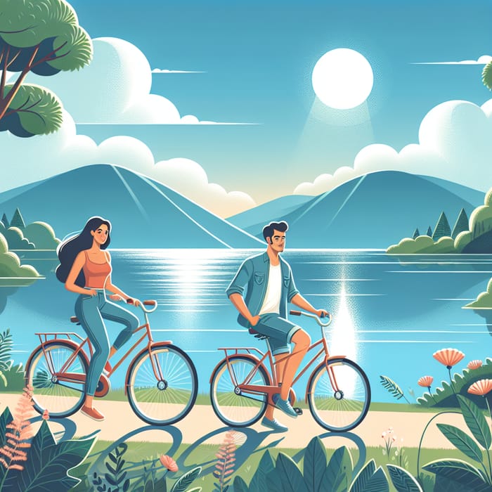 Tranquil Lake Bike Ride Scene | AI Art Generator | Easy-Peasy.AI