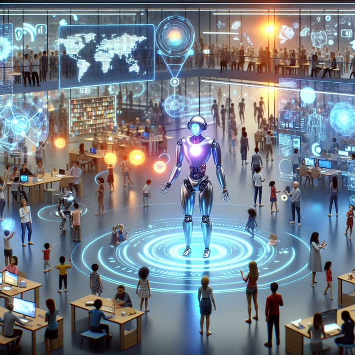 AI Teaching Humans in Futuristic Worlds | AI Art Generator | Easy-Peasy.AI
