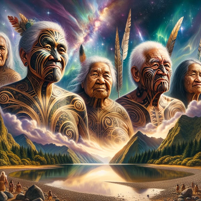 Maori Elders Gaze Upon New Zealand's Natural Splendor | AI Art ...
