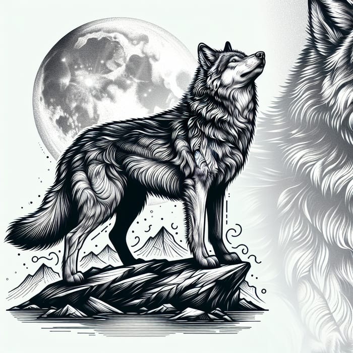 Realistic Wolf Tattoo Template Design | AI Art Generator | Easy-Peasy.AI