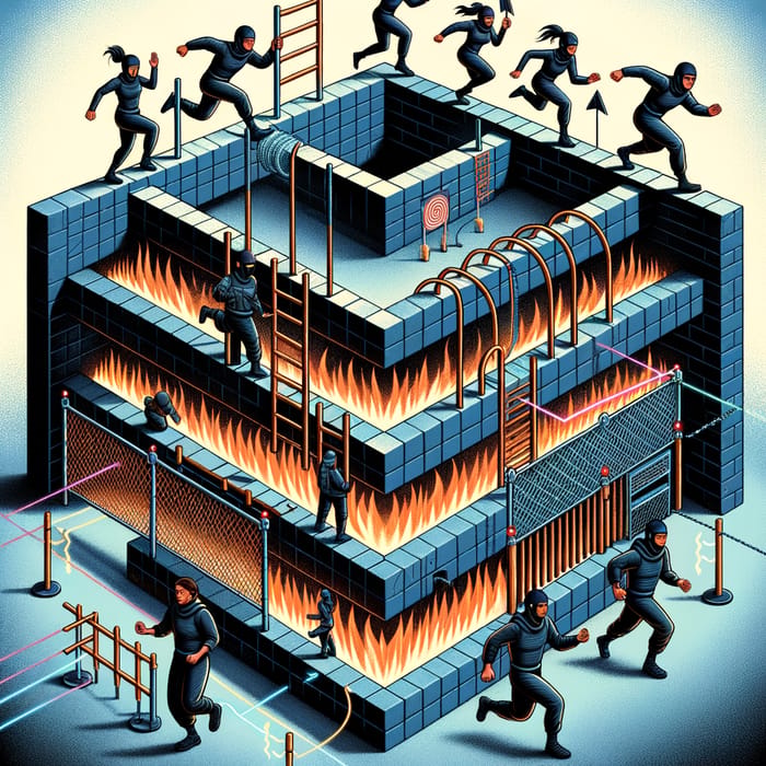 Thrilling Obstacle Course: Ninja Warrior Firewall Challenge | AI Art ...