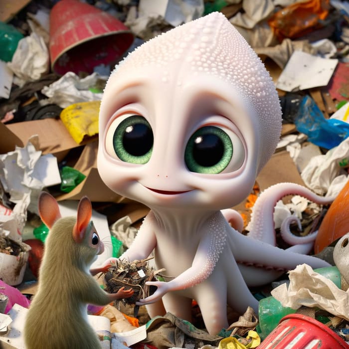 Alf the White Octopus Creating New Objects from Waste | AI Art ...