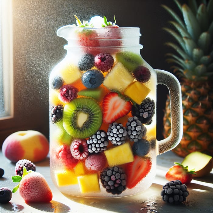 Refreshing Frozen Fruits Water Infusion | AI Art Generator | Easy-Peasy.AI