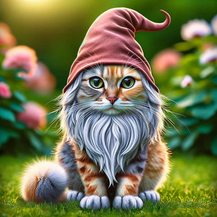 Adorable Gnome-Cat Fantasy in Garden Setting | AI Art Generator | Easy ...