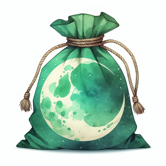 Green Moon Shaped Bag - Watercolor Effect | AI Art Generator | Easy ...