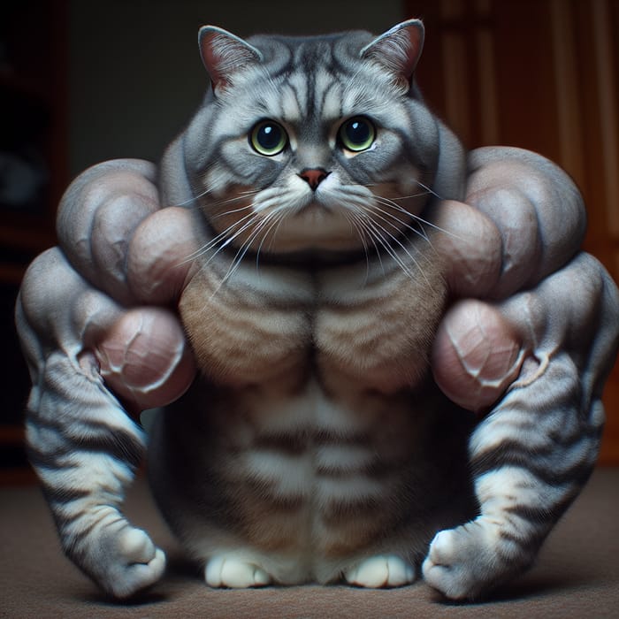 Strong Cat Flexing Muscles | AI Art Generator | Easy-Peasy.AI