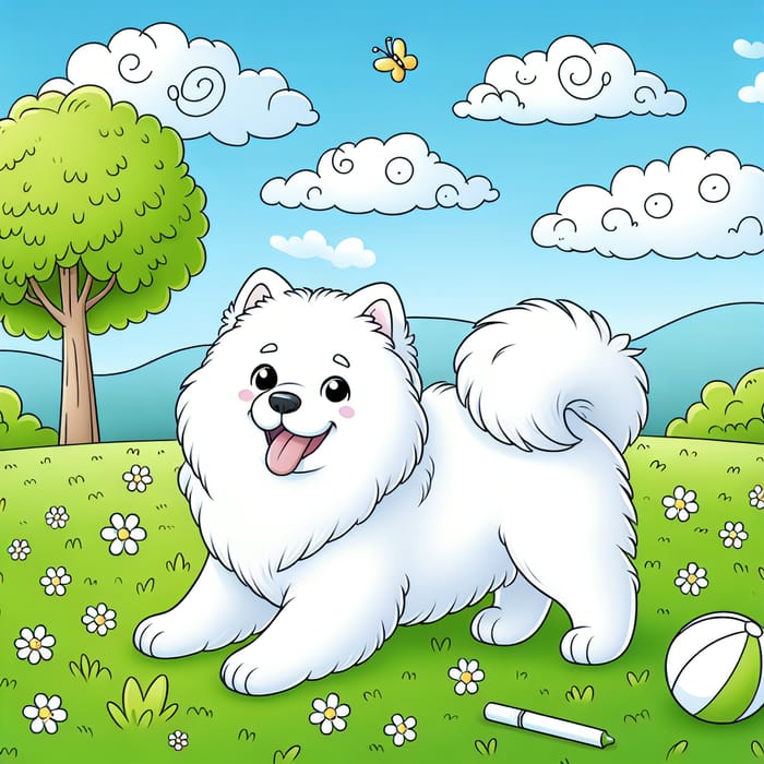 Cute Samoyed Dog for Kids' Coloring Book | AI Art Generator | Easy-Peasy.AI