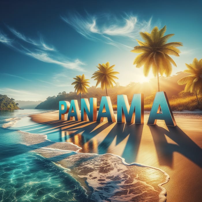 Panama Beach | Azure Waters & Palm Trees | AI Art Generator | Easy-Peasy.AI