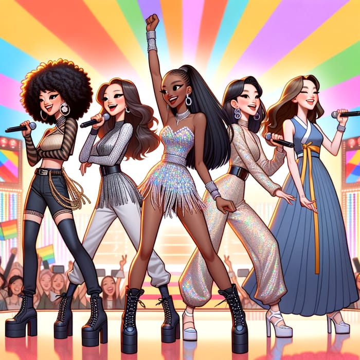Colorful K-Pop Girl Group Performance by 4 Unique Members | AI Art ...