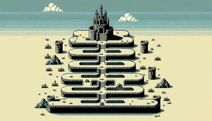 Pixelated Game Map Inspired by Classic Platforms | AI Art Generator ...