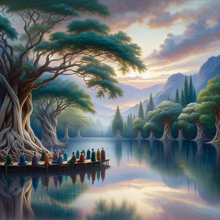 Serenity: Tranquil Nature Scene Painting | AI Art Generator | Easy-Peasy.AI