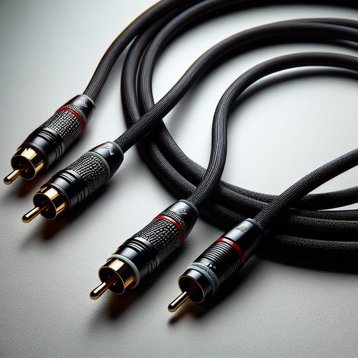 High-Quality MPS Audio RCA Cable | Textured Black with Gold Rings | AI ...