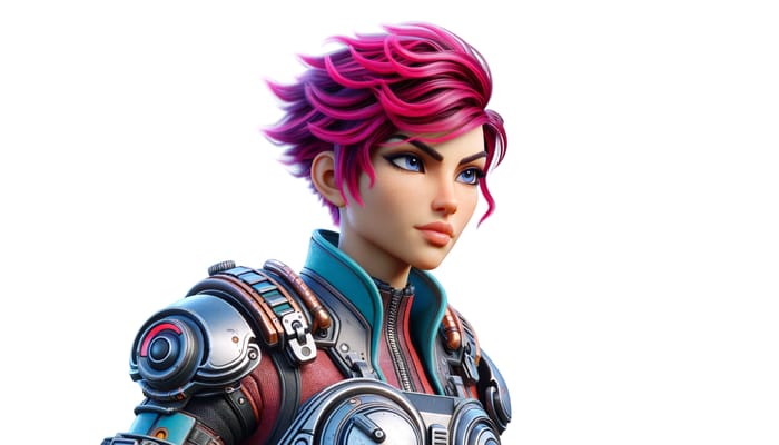 Futuristic Steampunk Character Art with Pink Hair | AI Art Generator ...