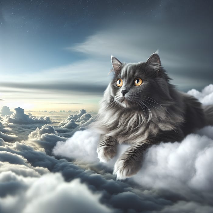 Grey Cat in the Clouds | AI Art Generator | Easy-Peasy.AI