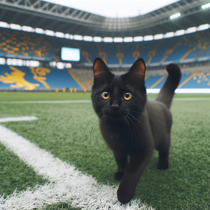 Black Cat on Soccer Field: Graceful Feline in Play | AI Art Generator ...