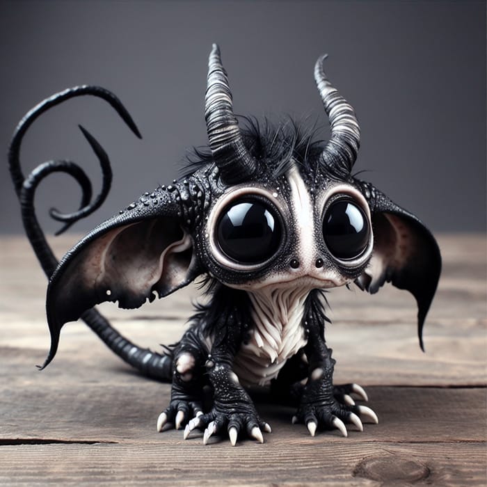 Small Black and White Monster with Bulbous Eyes | AI Art Generator ...