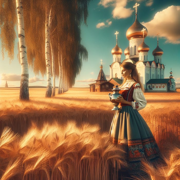 Russian Girl in Traditional Russian Setting | AI Art Generator | Easy-Peasy.AI