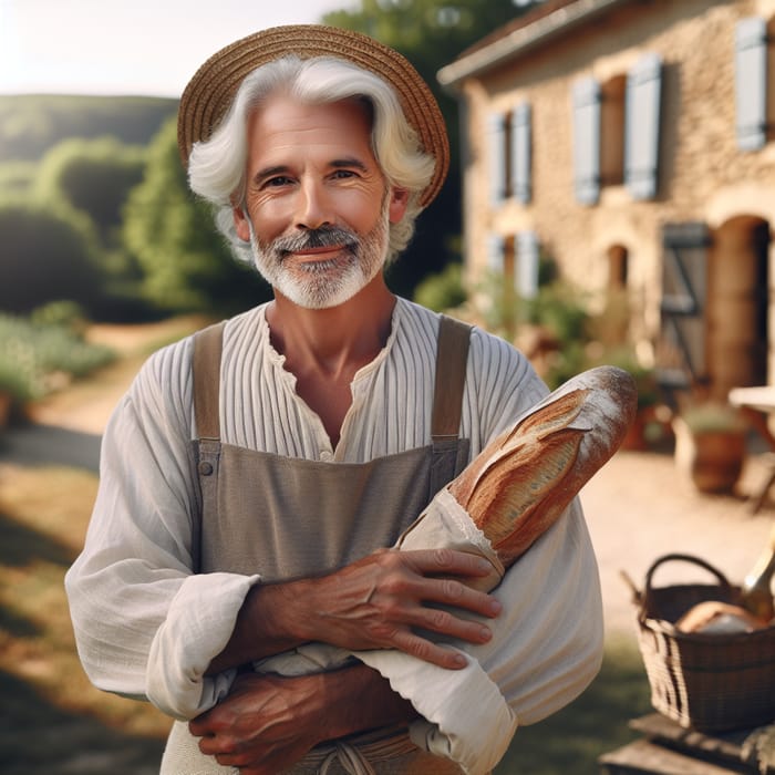 Warm French Gentleman in Casual Attire with Baguette | AI Art Generator ...