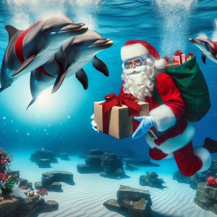 Santa Claus Underwater Delivery with Dolphins | Festive Surprise | AI ...