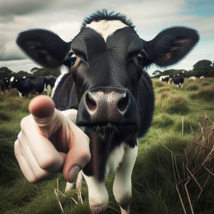 Cow Pointing Forward – Captivating Animal Image | AI Art Generator ...